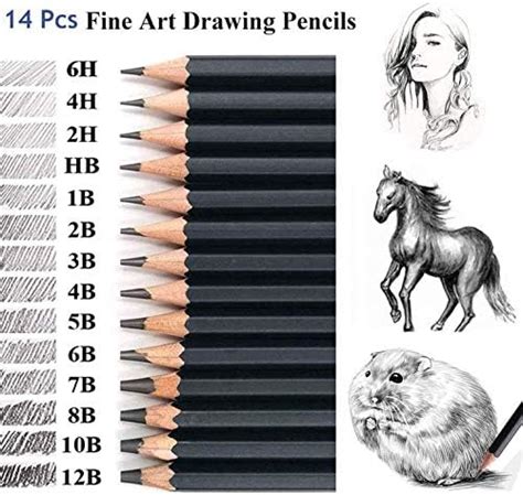 Ypymod 12 Pcs Drawing Pencils Sketching Pencils Set 5h 4h 3h 2h Hb B 2b 3b 4b 5b 6b 8b