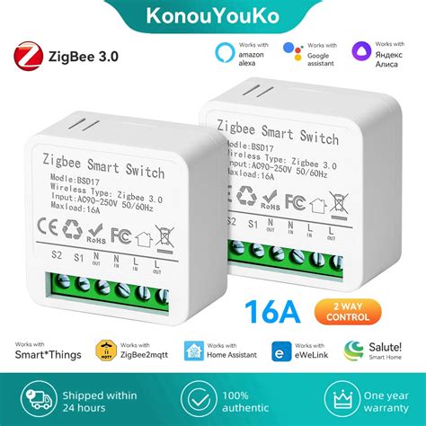 Mini ZigBee Smart Switch Smart Home Automation Compatible With Alexa Google