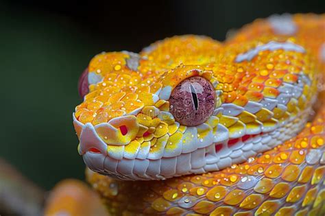 Close Up Of A Vibrantly Colored Orange And Yellow Python With Detailed