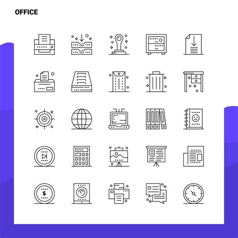 Set Of Office Line Icon Set 25 Icons Vector Minimalism Style Design Black Icons Set Linear