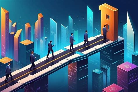 Businessman Steps Forward Navigating The Blockchain Path To Future