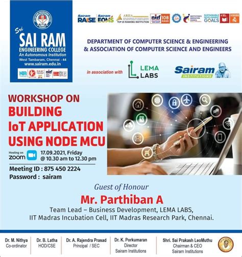 The Department Of CSE In Association With LEMA LABS Is Conducting A WORKSHOP ON BUILDING IoT