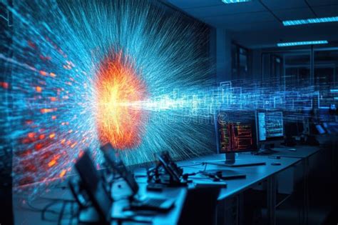 Dynamic Digital Space Showcasing Technology And Data Flow In A Modern