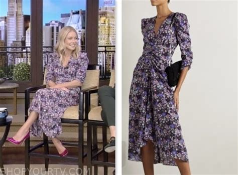 Live With Kelly And Mark August 2023 Kelly Ripas Purple Floral Ruched