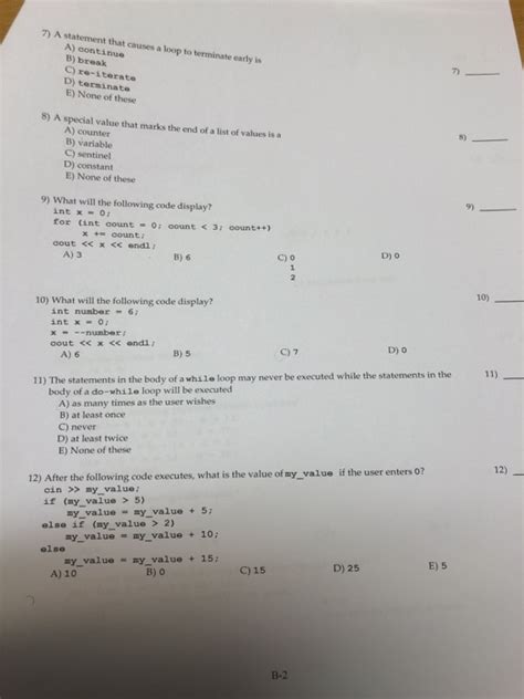 solved 7 a statement that causes a loop to terminate early