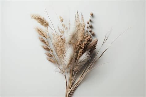 Premium Ai Image Natural Dried Hares Tail Grass Bouquet On White