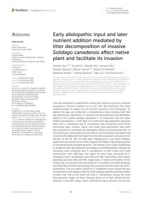 Pdf Early Allelopathic Input And Later Nutrient Addition Mediated By