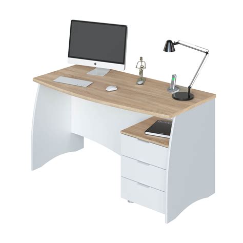 Scrivania Ufficio Moderna Con Cassetti Bianca E Rovere 136x67x74 Cm