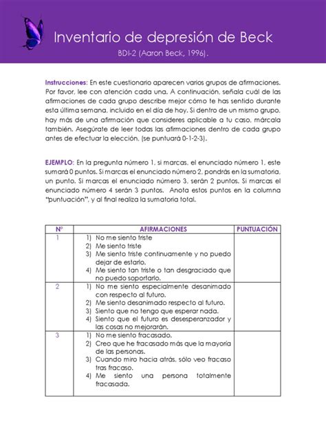 Inventario De Depresión De Beck Pdf Depresión Estado De ánimo