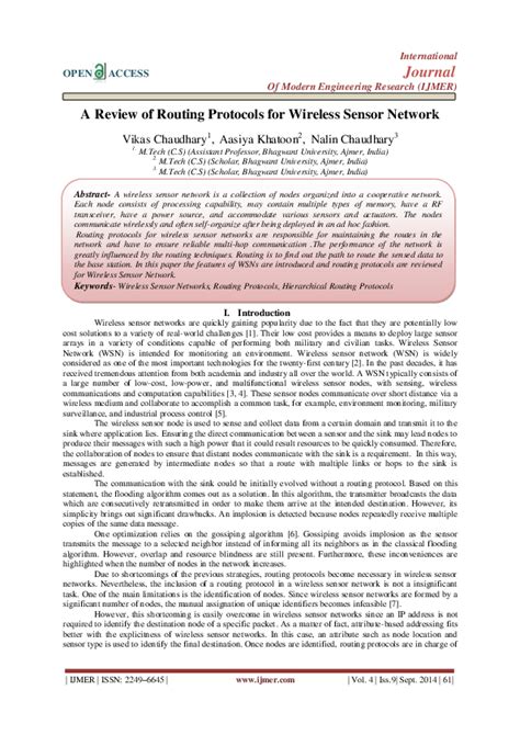 Pdf A Review Of Routing Protocols For Wireless Sensor Network
