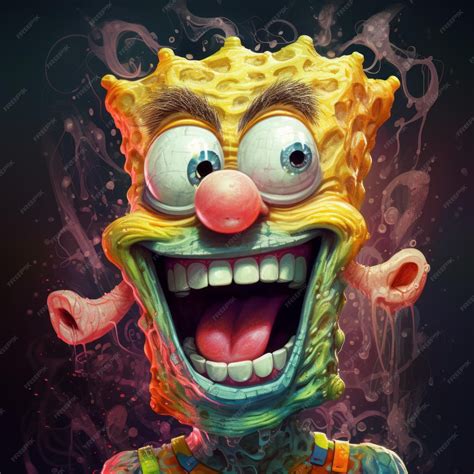 Realistic Hyperdetailed Portrait Of Spongebob Squarepants A Playful And Colorful Caricature