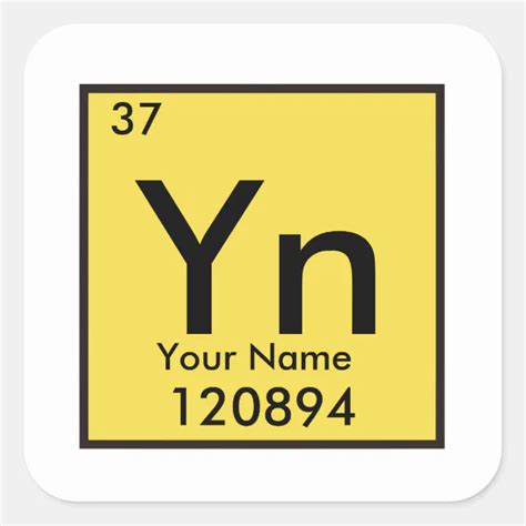 Personalizable Chemical Element Square Sticker Zazzle