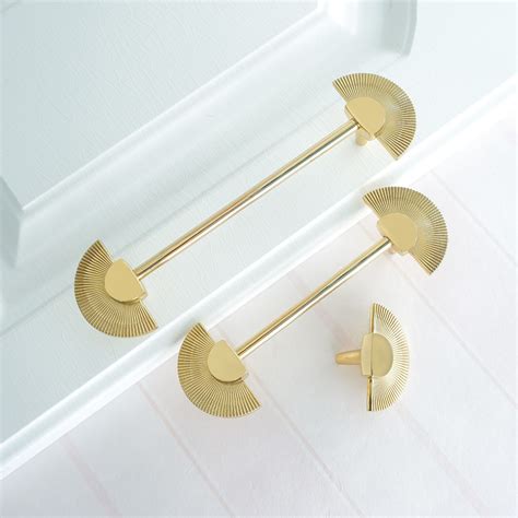 3785solid Brass Gold Fan Knobs Dresser Pulls Etsy Uk