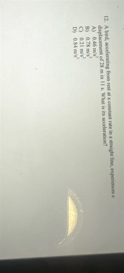 solved a bird accelerating from rest at a constant rate in