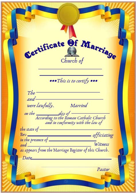 Church Marriage Certificate Template Design Postermywall