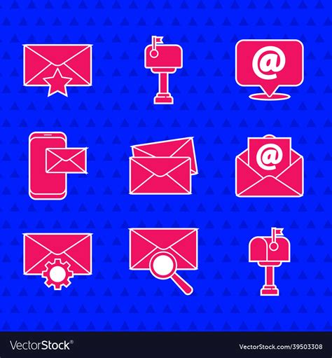 set envelope with magnifying glass mail box vector image