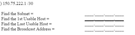 Solved 15075222130 Find The Subnet Find The 1st Usable