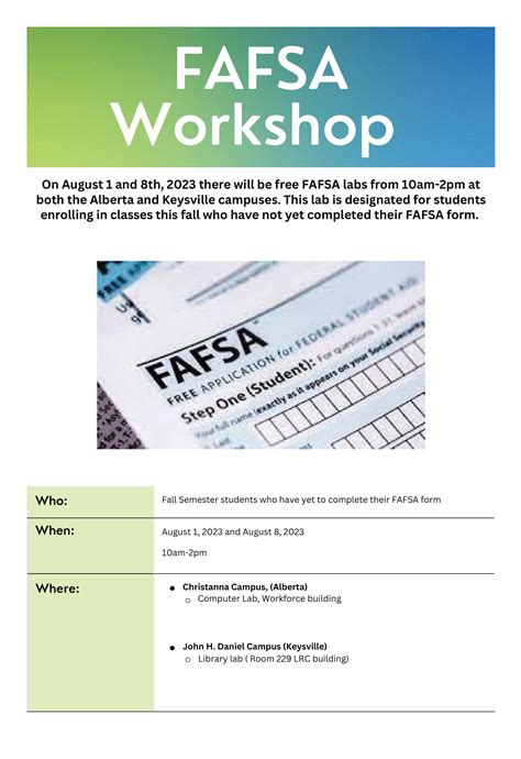Complete Your Fafsa Form Fafsa Workshop Labs On August 1st And 8th Southside Virginia