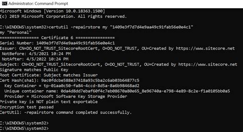 certificate error installing sitecore experience commerce 9 0 u3 using