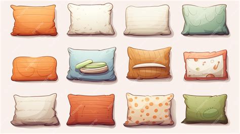Una Colección De Almohadas De Diferentes Formas Y Tamaños Vector Premium