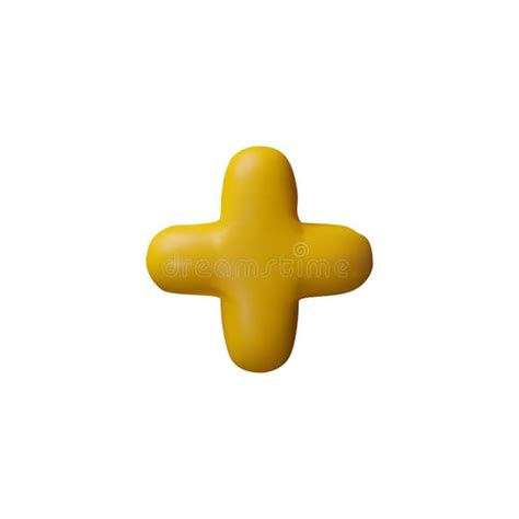 Plus Math Operation 3d Plastic Style Vector Icon Mathematic Yellow