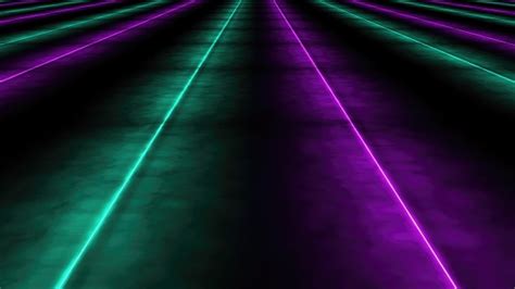 보라색과 청록색의 네온 불빛이 어둡고 연기가 자욱한 표면을 비추며 소실점으로 수렴합니다 0명에 대한 스톡 벡터 아트 및 기타 이미지 0명 3차원 형태 공연 Istock