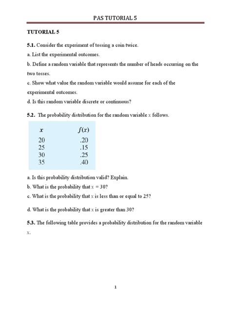 Tut 05 Pdf Variance Random Variable