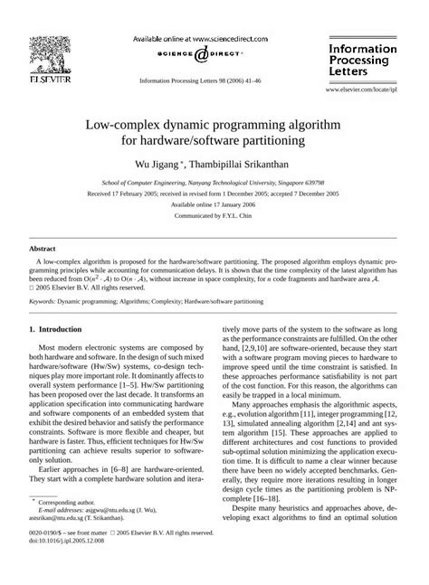 pdf low complex dynamic programming algorithm for hardware software