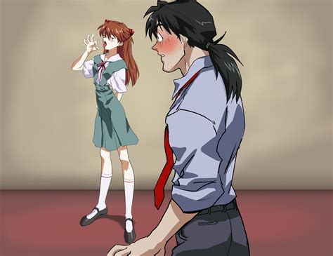 Souryuu Asuka Langley And Kaji Ryouji Neon Genesis Evangelion Drawn By Amondetauro Danbooru