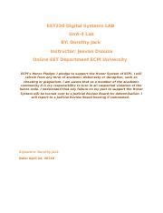 EET 230L UNIT 4 Lab Report Dorothy Jack 2 EET230 Digital Systems LAB Unit 4 Lab BY Dorothy