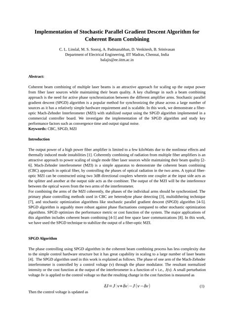 Pdf Implementation Of Stochastic Parallel Gradient Descent Algorithm