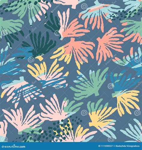 Vector Sea Seamless Pattern With Hand Drawn Textures Stock Vector