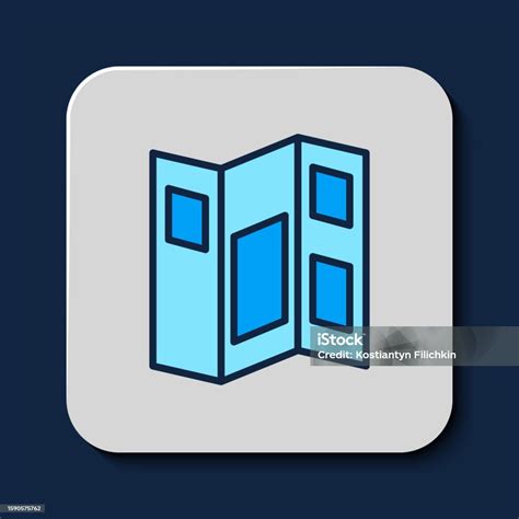 채워진 개요 박물관 안내 브로셔 아이콘은 파란색 배경에 분리되어 있습니다 전시 가이드북 전단지 소책자 전단지 인쇄 벡터 가득 찬에 대한 스톡 벡터 아트 및 기타 이미지