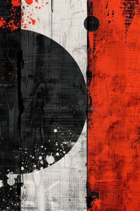 Vintage Geometric Shapes In Bold Colors Create An Artistic Overlap Of Black White And Red