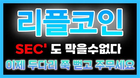 리플 코인 Sec도 이제 못막습니다 Xrp 보유자분들 이제 두다리 쭉 뻗고 주무세요 Youtube