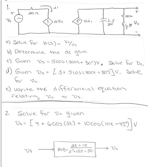 Solved ال བདན མ ༣༡ Vo a Solve for H S V vs b Chegg com