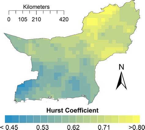 Spatial Distribution Of Hurst Coefficient In Annual Precipitation Time
