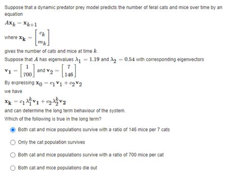 solved suppose that a dynamic predator prey model predicts