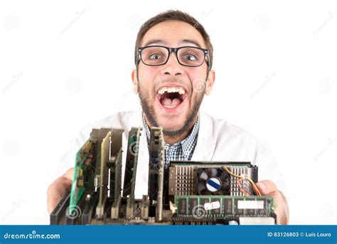 Nerd Posing Stock Image Image Of Person Hardware Communications