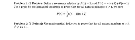 Solved Problem 1 (5 Points): Define a recurrence relation by | Chegg.com