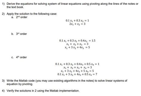solved 1 derive the equations for solving system of linear