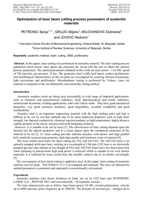 Optimization Of Laser Beam Cutting Process The Best Picture Of Beam