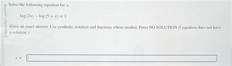 solved solve the following equation for