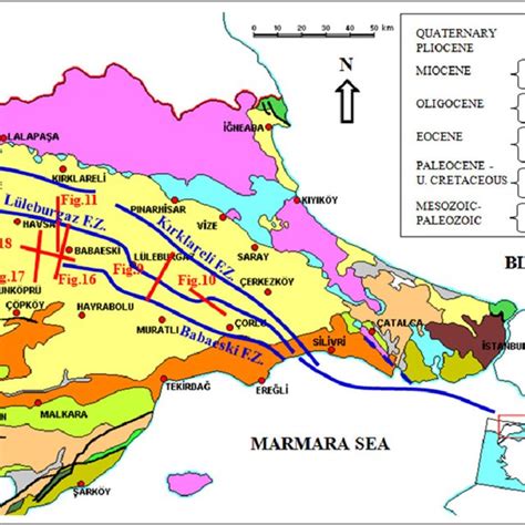 Geology Map Of Thrace Basin And Thrace Fault Zones Geology Map Kasar Download Scientific