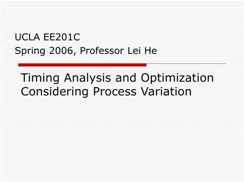 ppt timing analysis and optimization considering process variation
