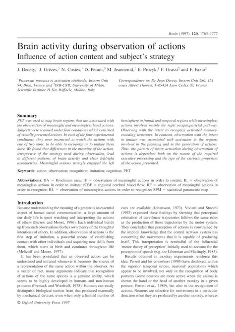 Pdf Brain Activity During Observation Of Actions Pdfslidenet