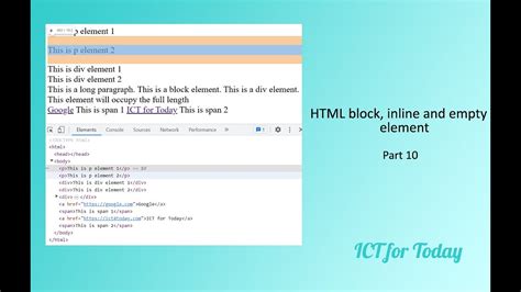 Html Bangla Tutorial Part 10 Html Block Inline And Empty Element