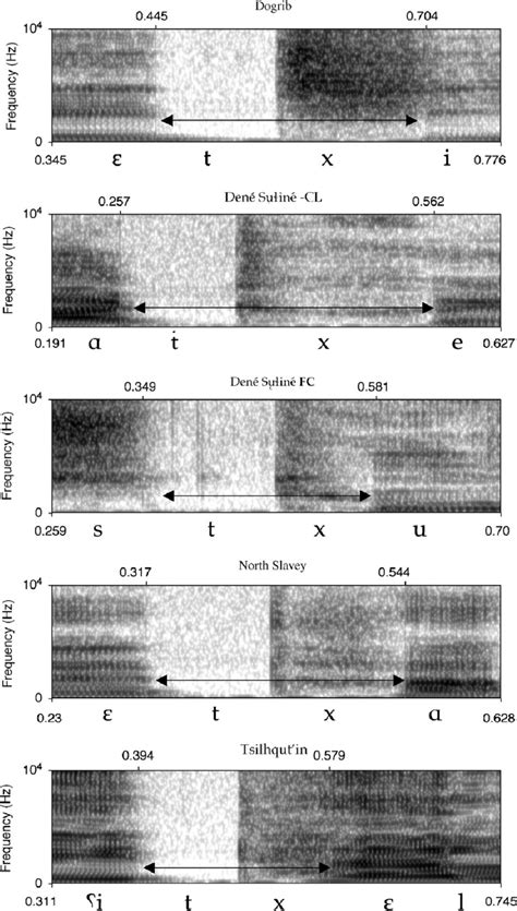 Spectrograms Of Tokens Of The Plain Stop T Tx In Five Languages