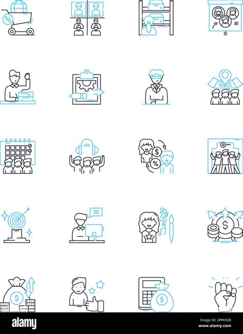 Productive Space Linear Icons Set Workspace Efficiency Focus