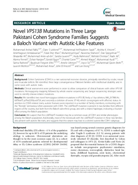 Pdf A Novel Vps13b Mutation In Two Brothers With Cohen Syndrome Cutis Verticis Gyrata And